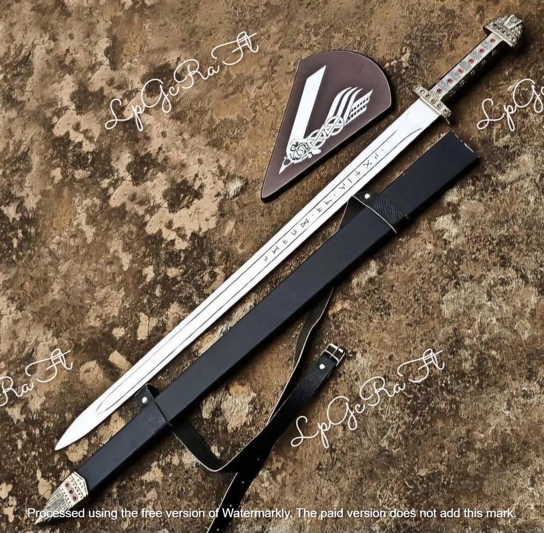 Handmade King Ragnar Lothbrok Viking Sword With Scabbard and Wall ...