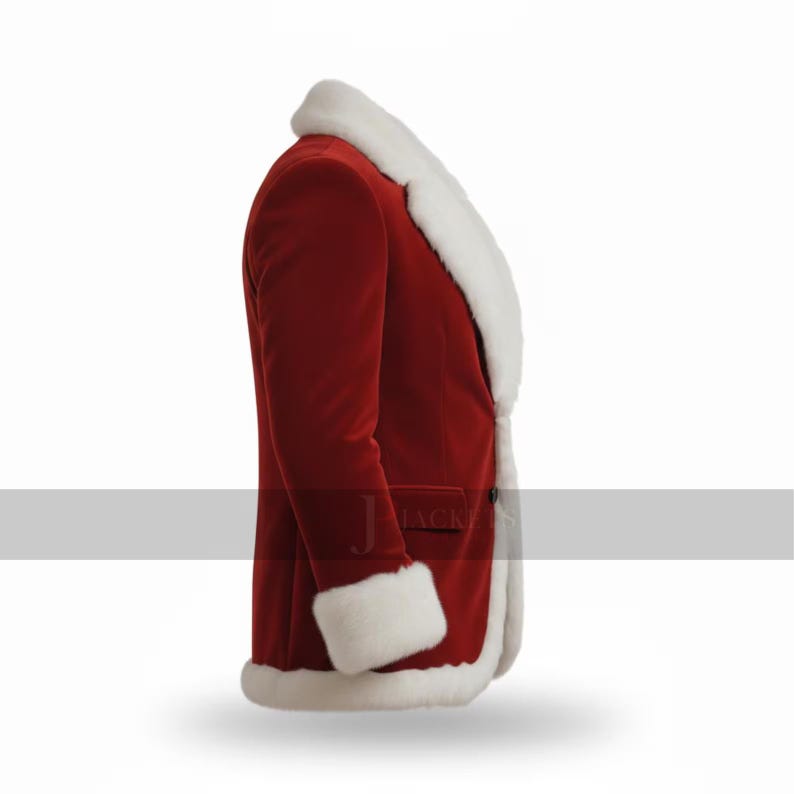 Handmade Faux Fur Trim Christmas Blazer Jacket | Unisex Red Velvet ...
