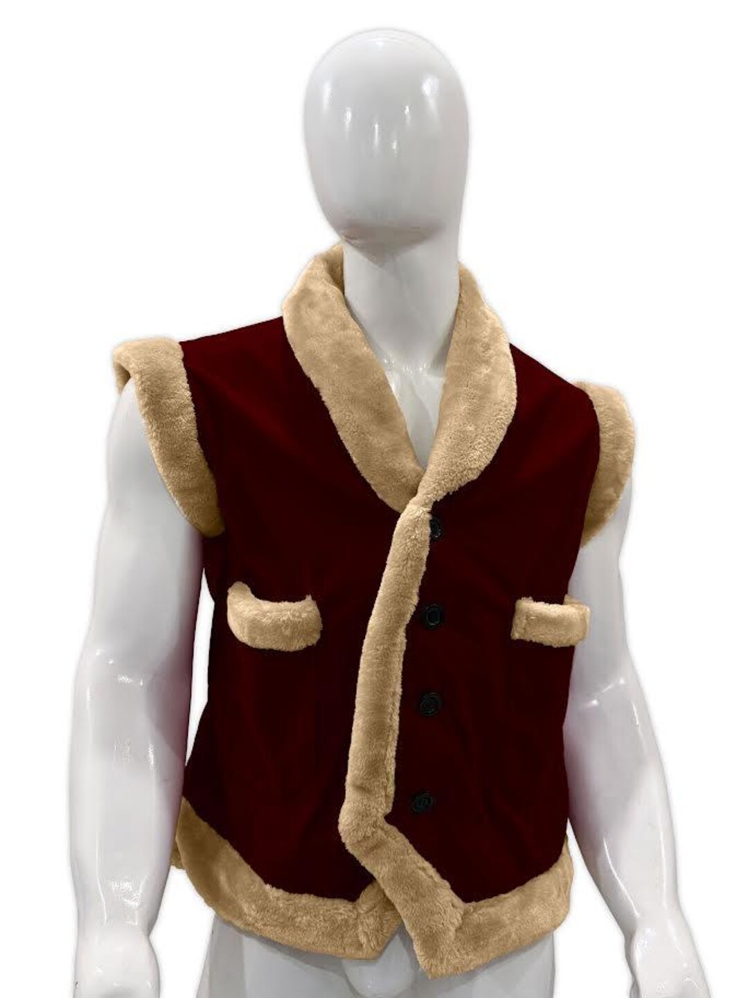 Handmade Santa Red Velvet Vest | Christmas Party Wear | Holiday Fur ...