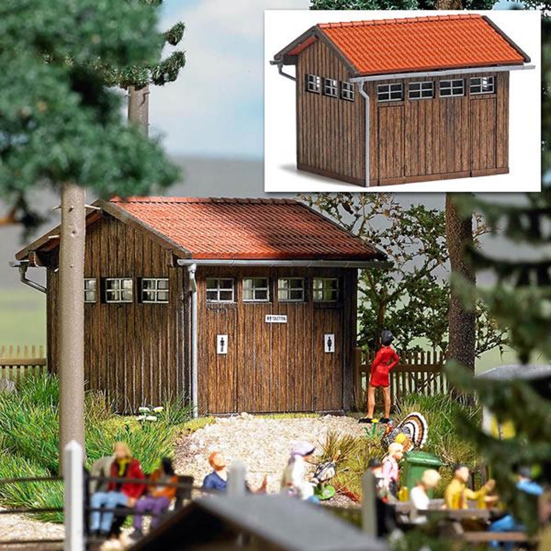 Busch 1586 HO Scale Wooden Restroom Kit 2-3/8 X 2 X 1-3/4 6 X 5 X 4.4cm ...