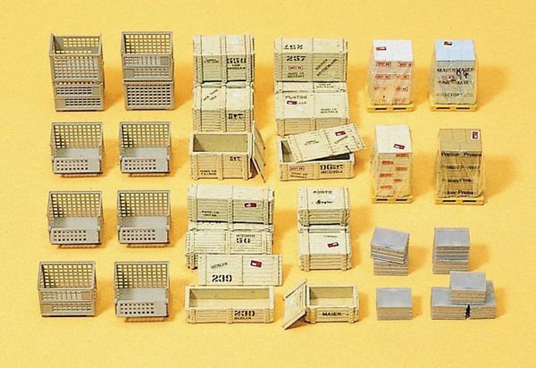 Preiser 17110 HO Scale Lattice Box, Pallets & Crates -- Pkg(38) - Etsy