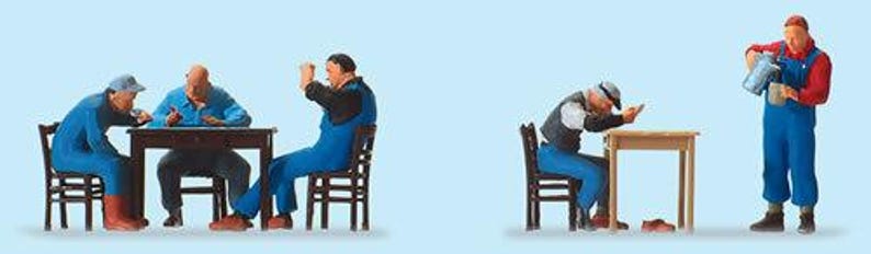 Preiser 10601 HO Scale US Railway Personnel - 5 Workers W/tables ...