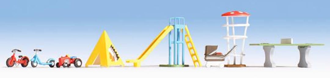 Noch 14814 HO Scale Playground -- Ping-pong Table, Monkey Bars, Slide ...