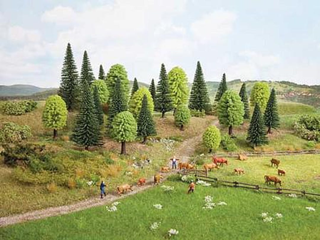Walthers Scenemaster 949-1179 HO Scale Mixed Trees With Flat Bases Pkg ...