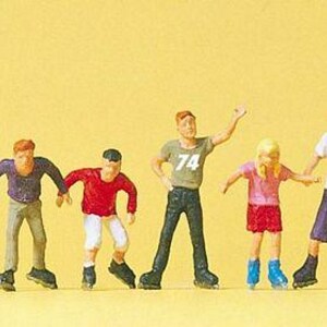 Preiser 10496 HO Scale Sports & Recreation -- Inline Skaters Pkg(7) - Etsy