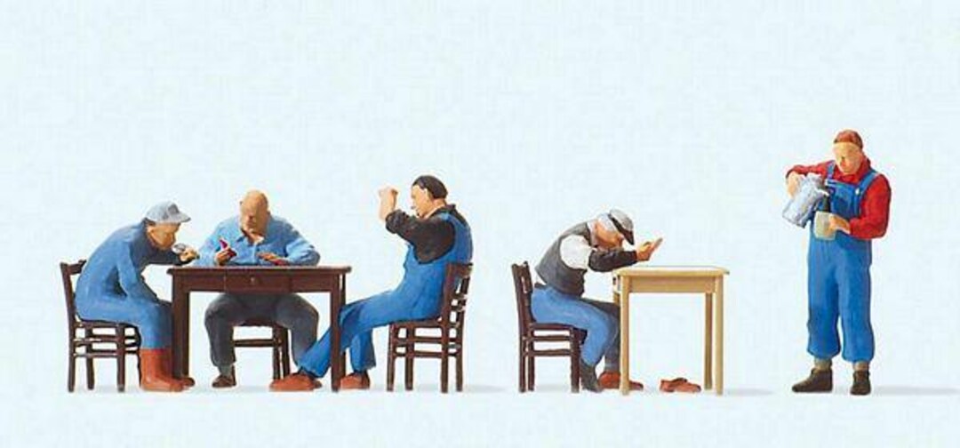 Preiser 10601 HO Scale US Railway Personnel - 5 Workers W/tables ...