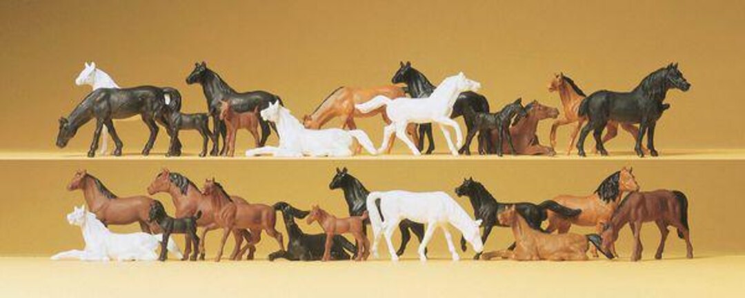 Preiser 14407 HO Scale Animals -- Horses Pkg(26) - Etsy
