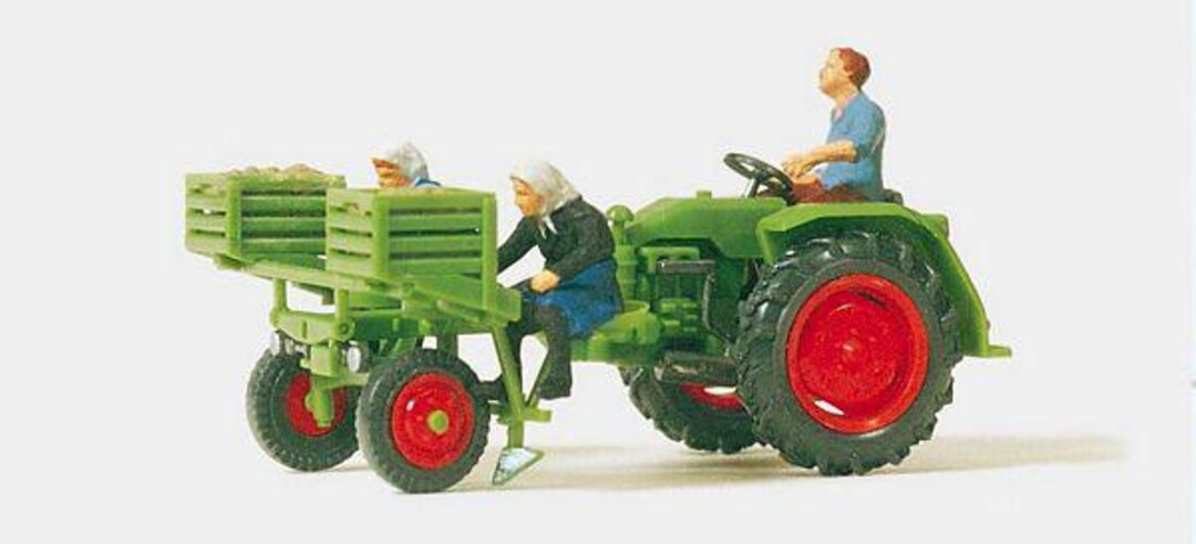 Preiser 17935 HO Scale Farm Equipment -- Tractor W/potato Planter & 3 ...