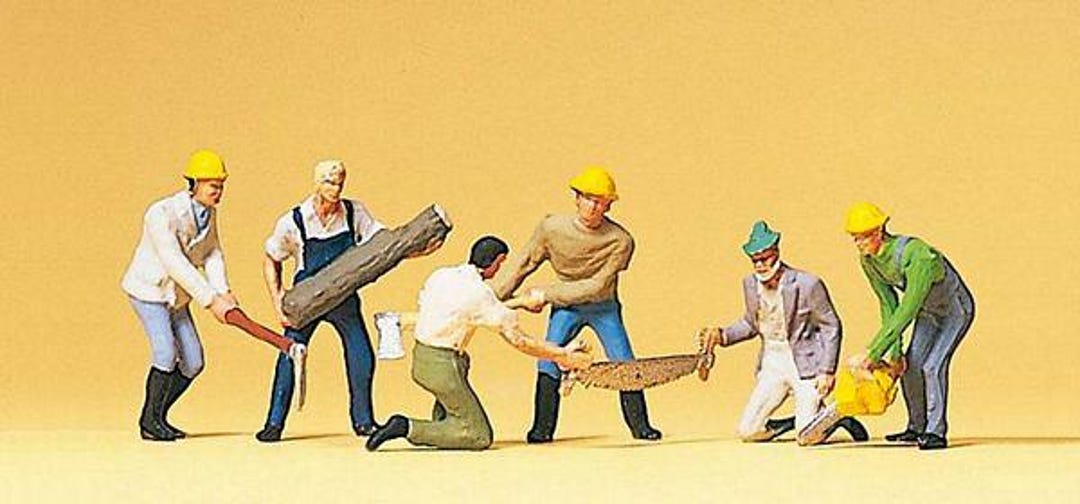 Preiser 10042 HO Scale People Working -- Lumberjacks Pkg(6) - Etsy