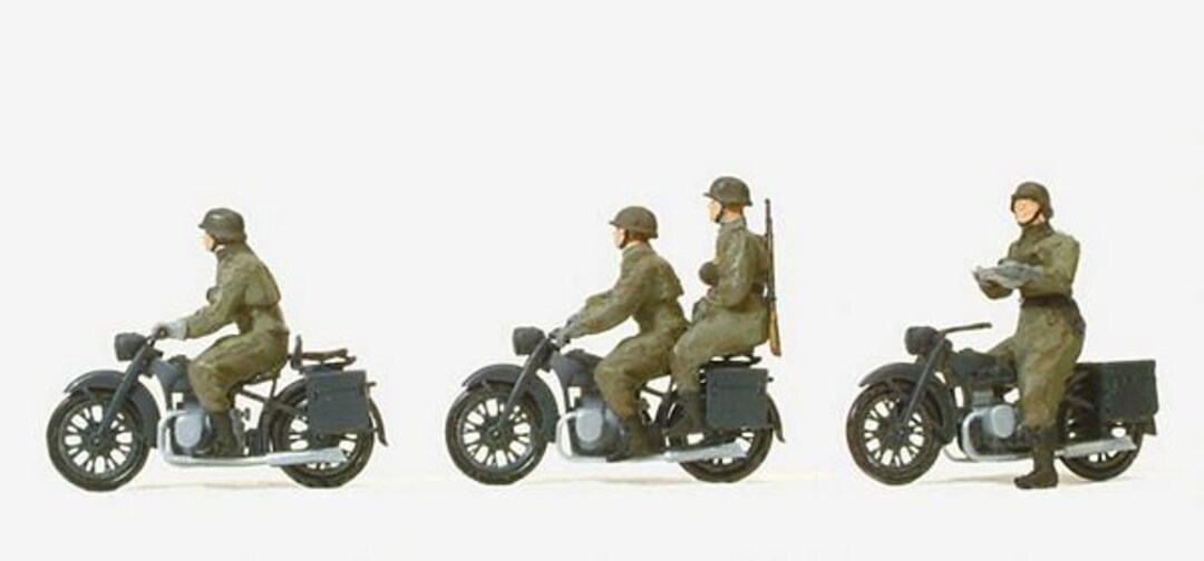 Preiser 16598 HO Scale German Army WWII Motorcycle Troops unpainted - Etsy