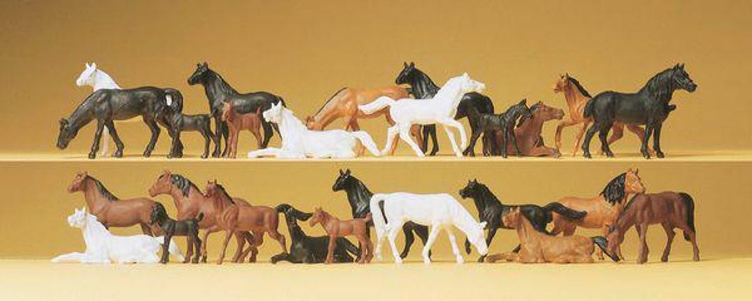 Preiser 14407 HO Scale Animals -- Horses Pkg(26) - Etsy