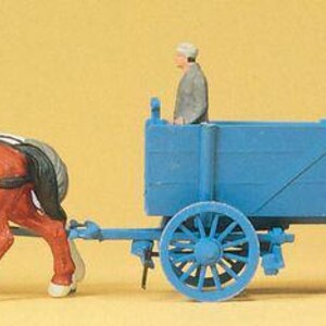 Preiser 30468 HO Scale Horse-drawn Wagon -- Ore Wagon W/driver & Horses ...