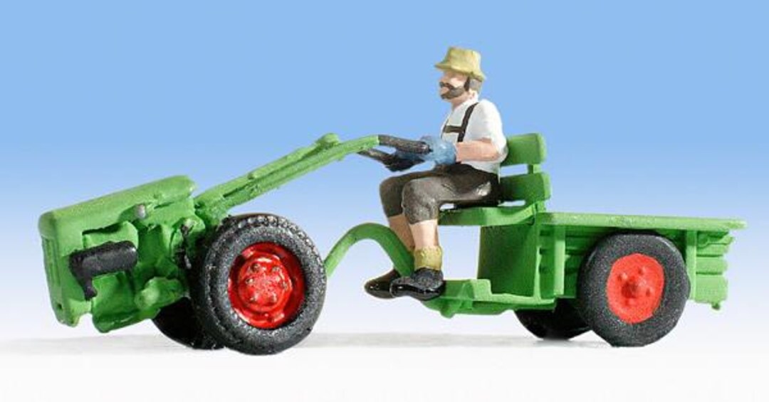 Noch 16750 HO Scale Farm Machinery -- Two Wheel Tractor W/figure (green ...