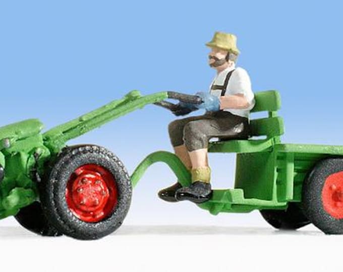 Noch 16750 HO Scale Farm Machinery -- Two Wheel Tractor W/figure (green ...