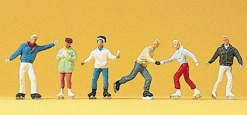 Preiser 10315 HO Scale Sports & Recreation -- Ice Skaters Pkg(6) - Etsy