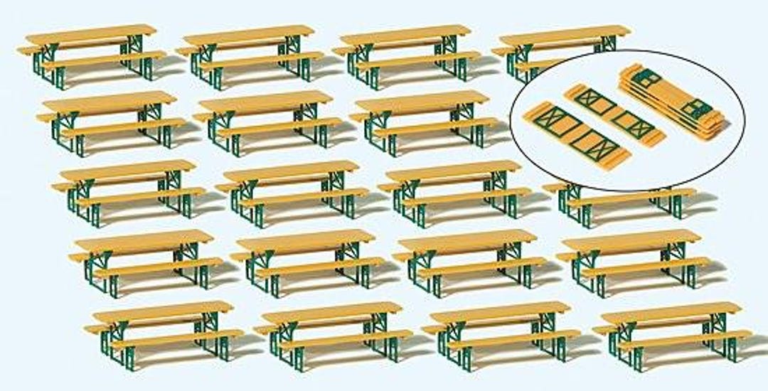 Preiser 24707 HO Long Foldable Tables W/benches (20 Sets) - Etsy