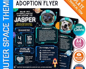 Bulletin Board Theme Editable Pet Profile Adoption Flyer Template - Etsy