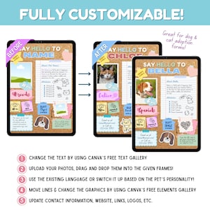 Bulletin Board Theme Editable Pet Profile Adoption Flyer Template - Etsy
