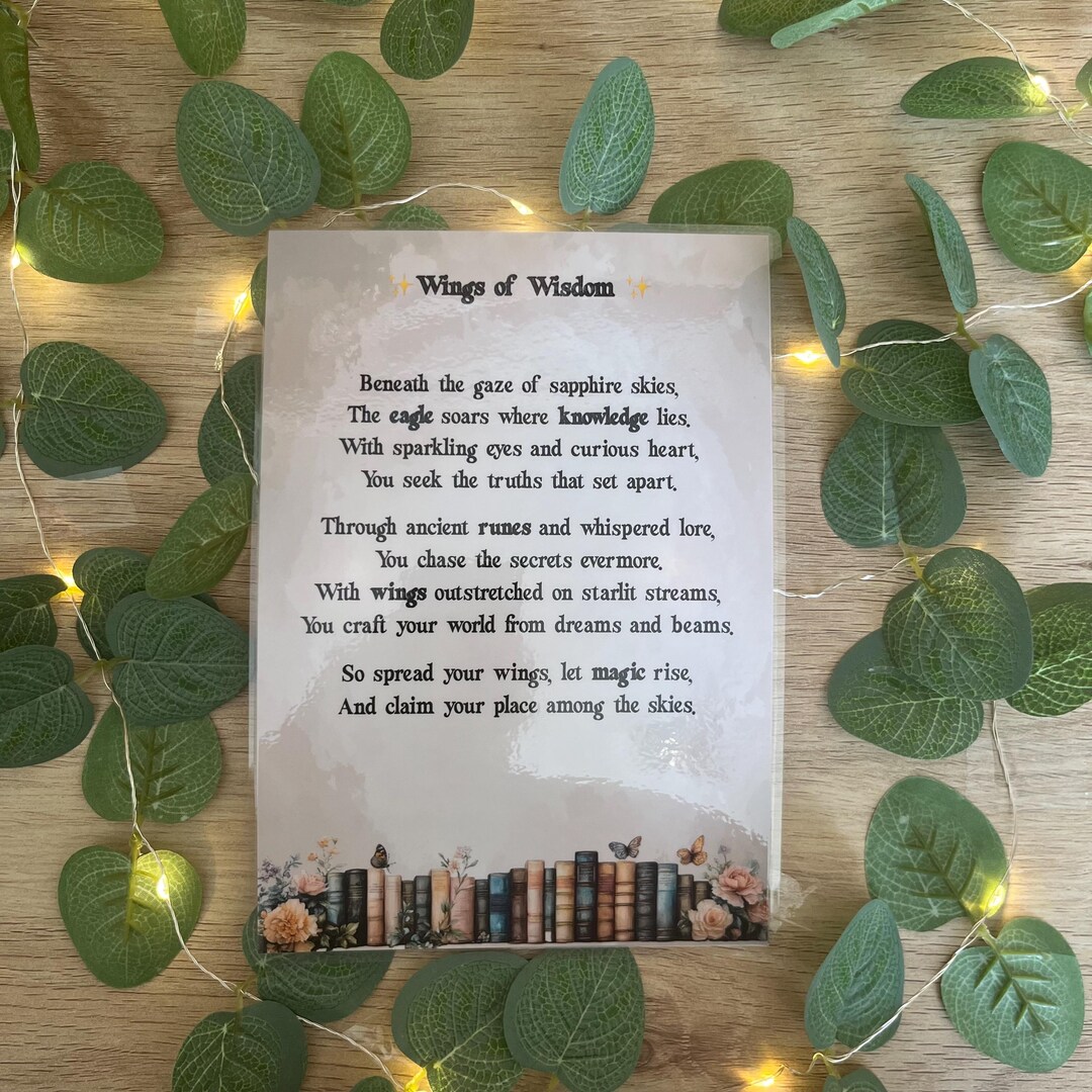 Wings of Wisdom – A5 Magical Poem Print | Fantasy-inspired Keepsake for ...
