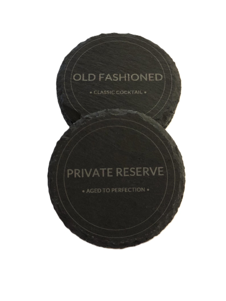 Slate Whiskey Coaster Set | Engraved Bourbon Coasters for Home Bar, Man ...