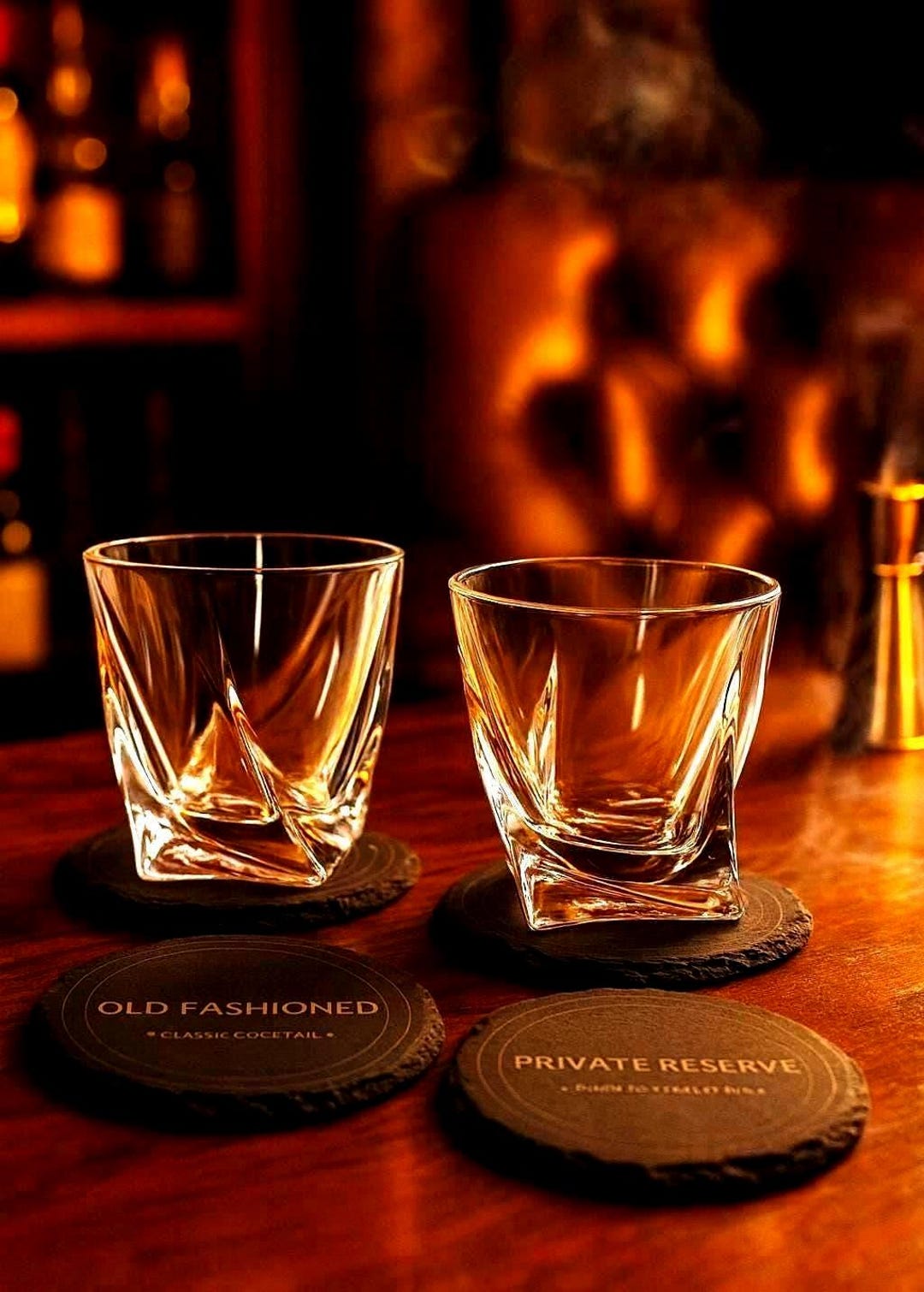 Slate Whiskey Coaster Set | Engraved Bourbon Coasters for Home Bar, Man ...