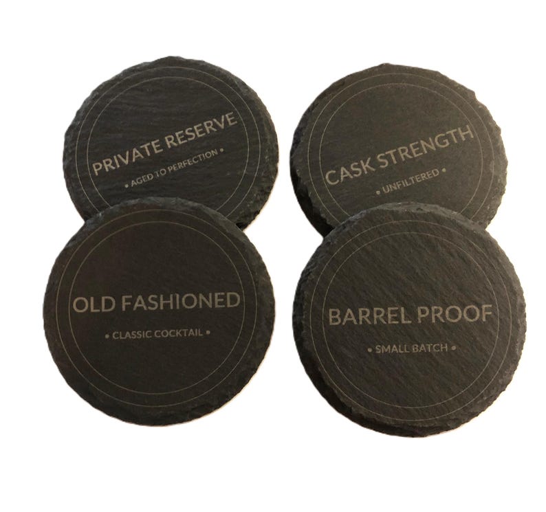 Slate Whiskey Coaster Set | Engraved Bourbon Coasters for Home Bar, Man ...