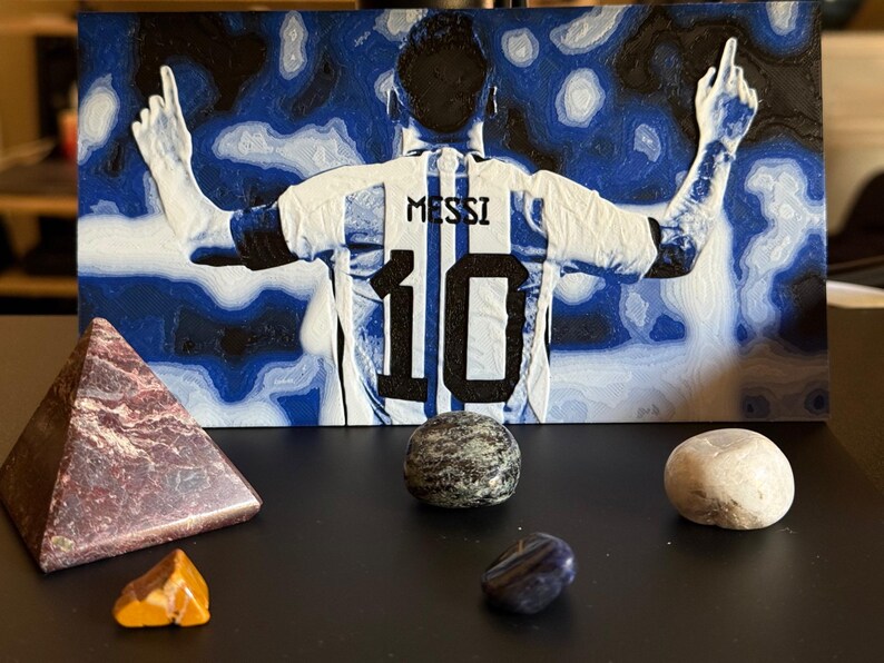 3D Printed Messi Soccer Poster: Argentina Football Art, Textured Wall ...