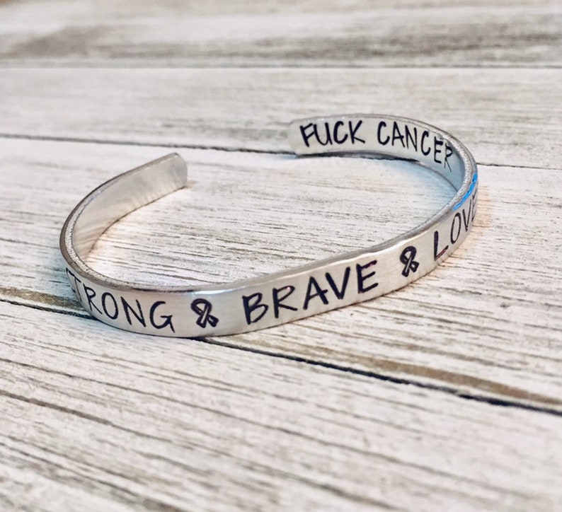 Personalized Bracelet Strong Brave Loved Ribbons Cancer - Etsy