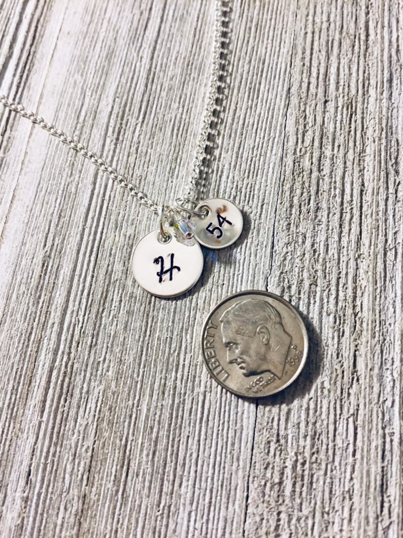 Monogram Necklace Team Number Woman Athlete Cheer - Etsy
