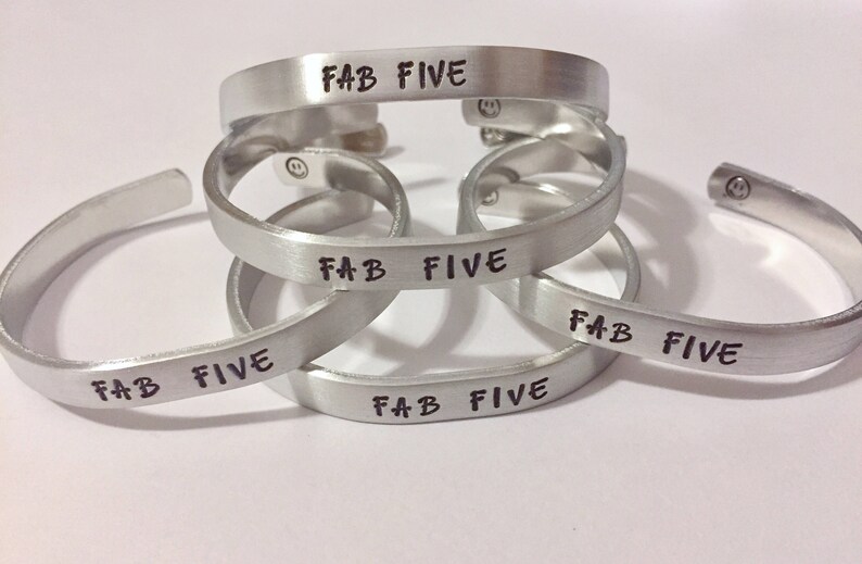 Set of 5 Bracelets, Customized, Fab Five, Fab 5, Club, Girlfriends ...