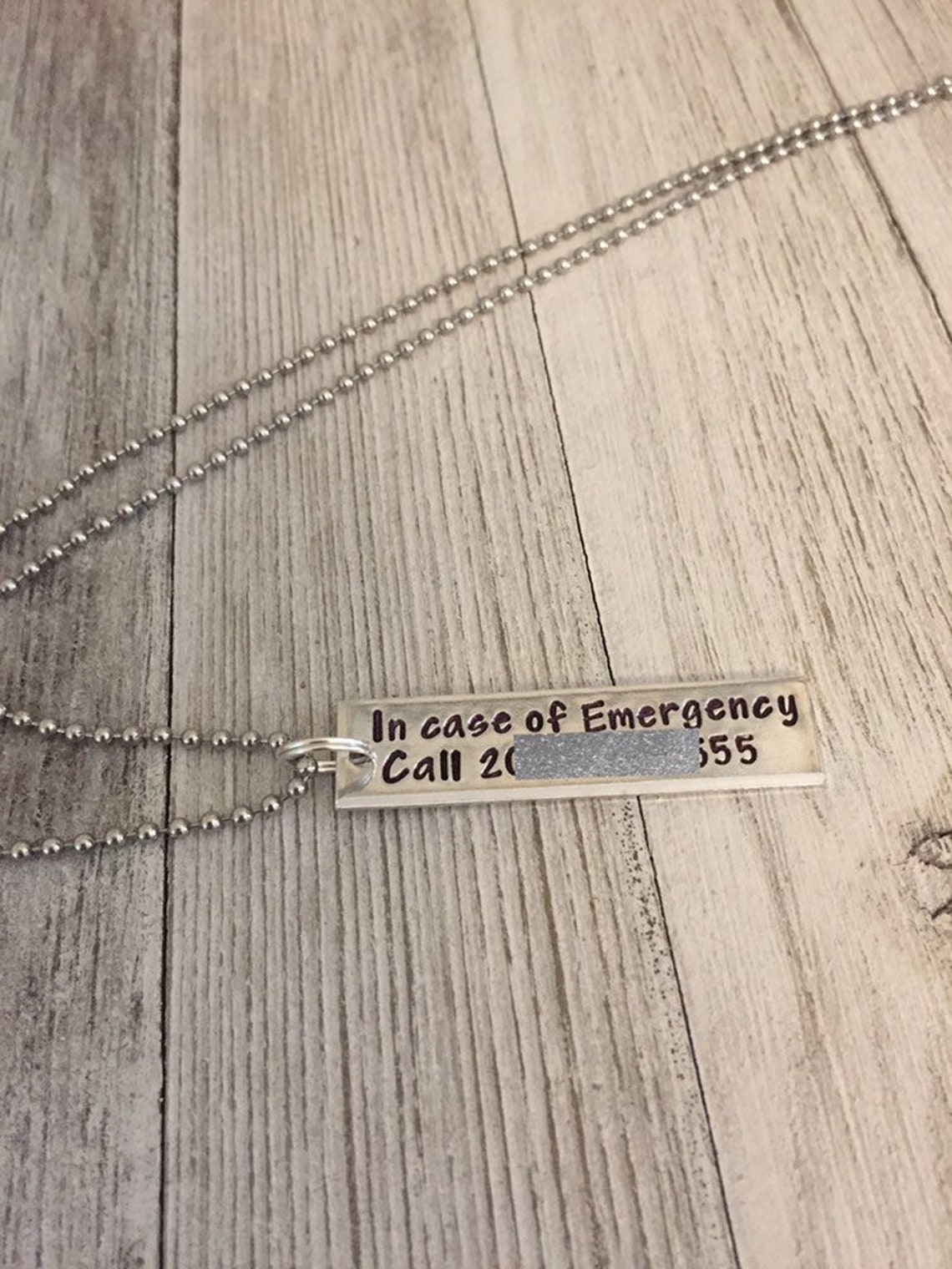 If Case of Emergency Necklace Contact Necklace Phone Number - Etsy