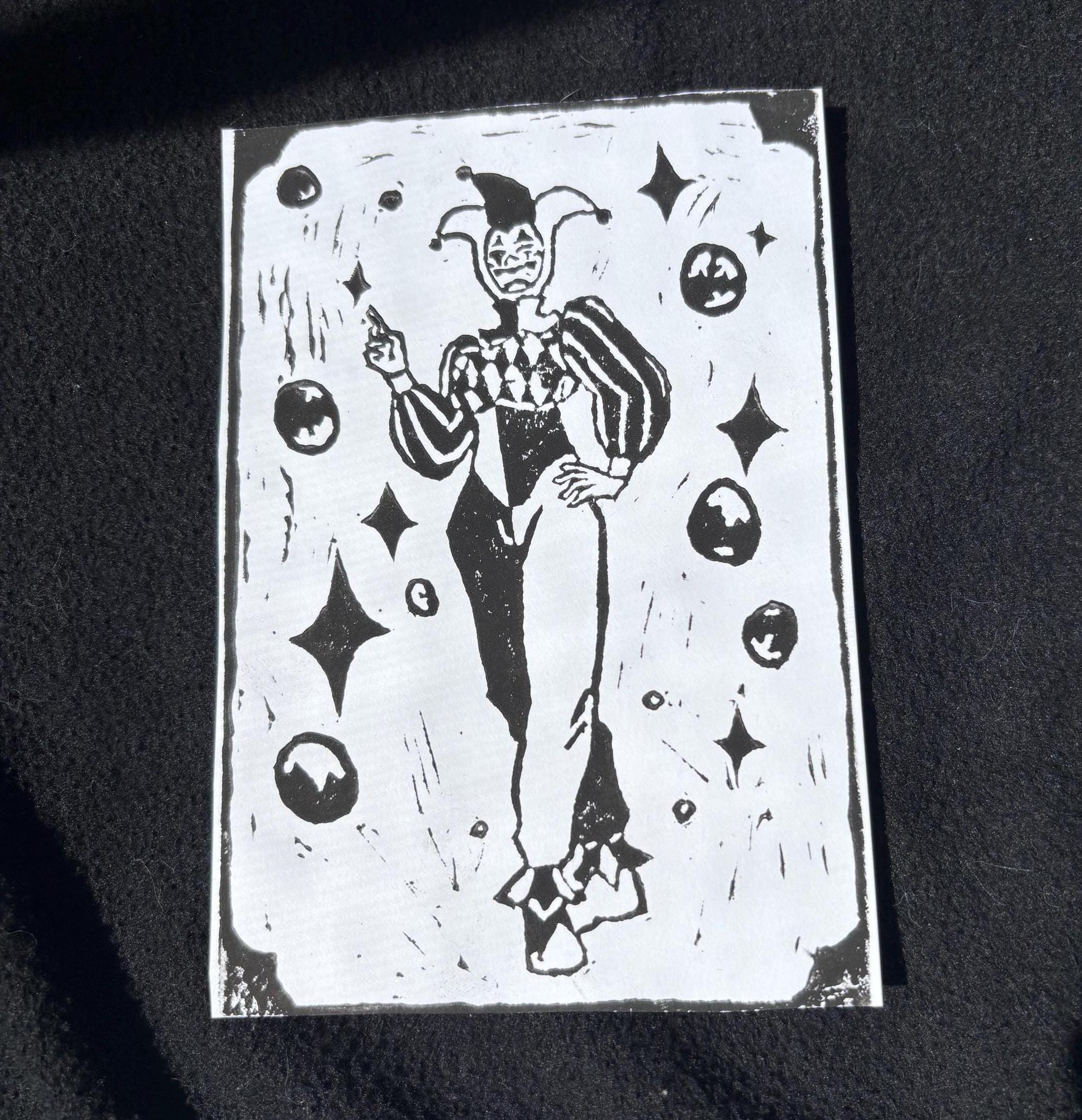 Jester Carved Block Print - Etsy