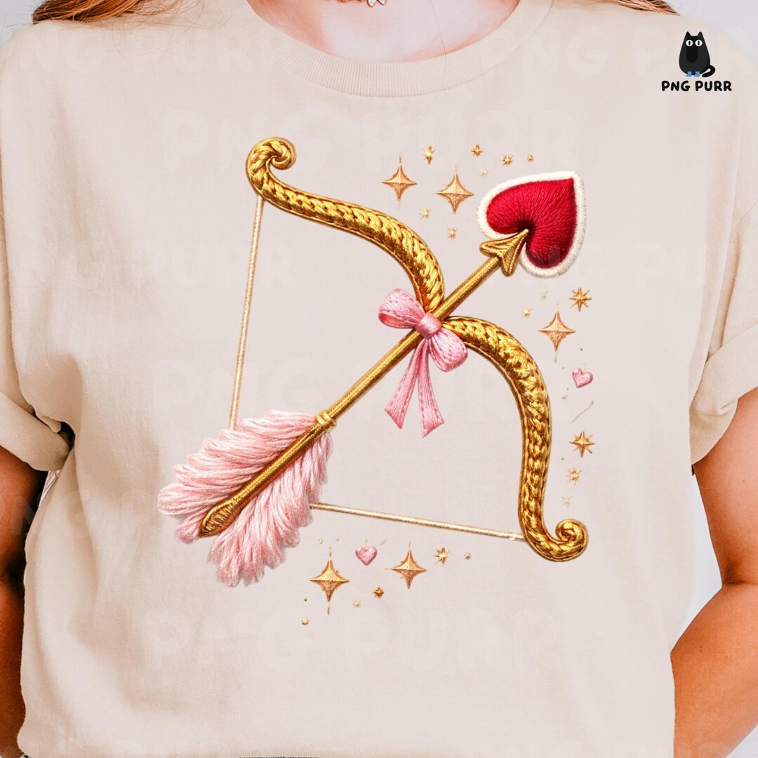 Cupid Bow PNG, Love Arrow Faux Embroidery, Valentine Chenille Patch ...