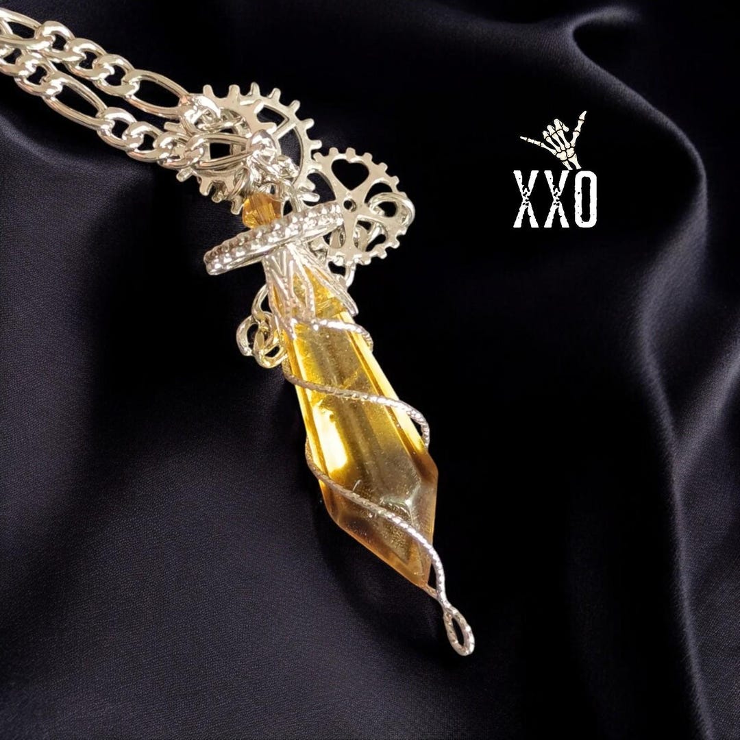 Steampunk Smoky Citrine Pendulum Necklace – Divination Accessory, Gift ...