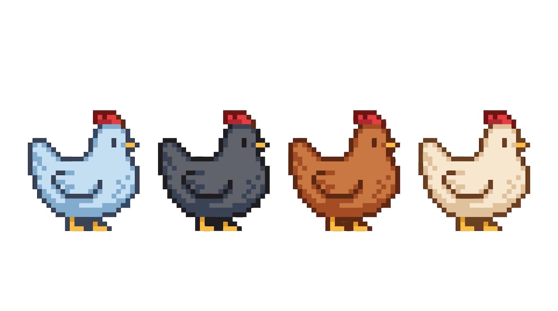 Stardew Valley Chicken Icons | Pixel Art Embroidery (digital Download ...