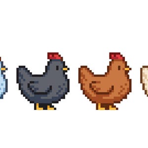 Stardew Valley Chicken Icons | Pixel Art Embroidery (digital Download ...