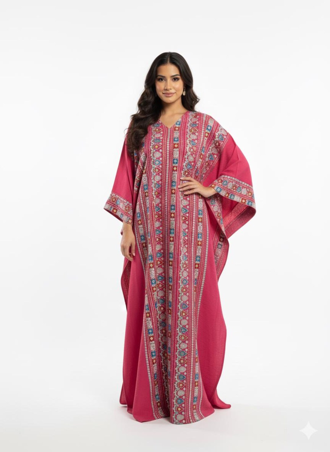 Arab Embroidered Butterfly Thobe Dress With Mirror-style Detailing - Etsy