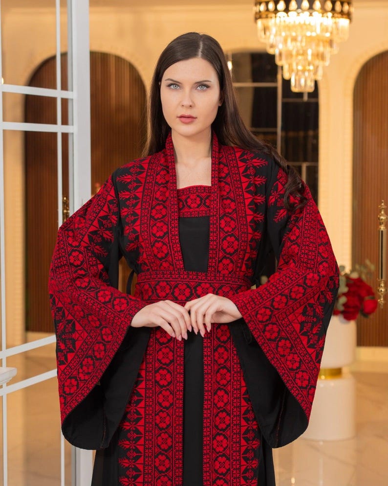Embroidered Palestinian Style Traditional 2-piece Abaya - Etsy