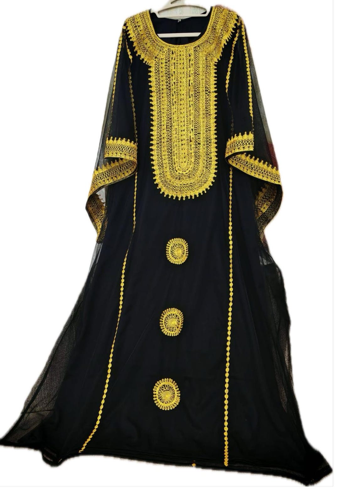 Iraqi Hashmi Thobe Dress – Black With Gold Embroidery, Women’s ...