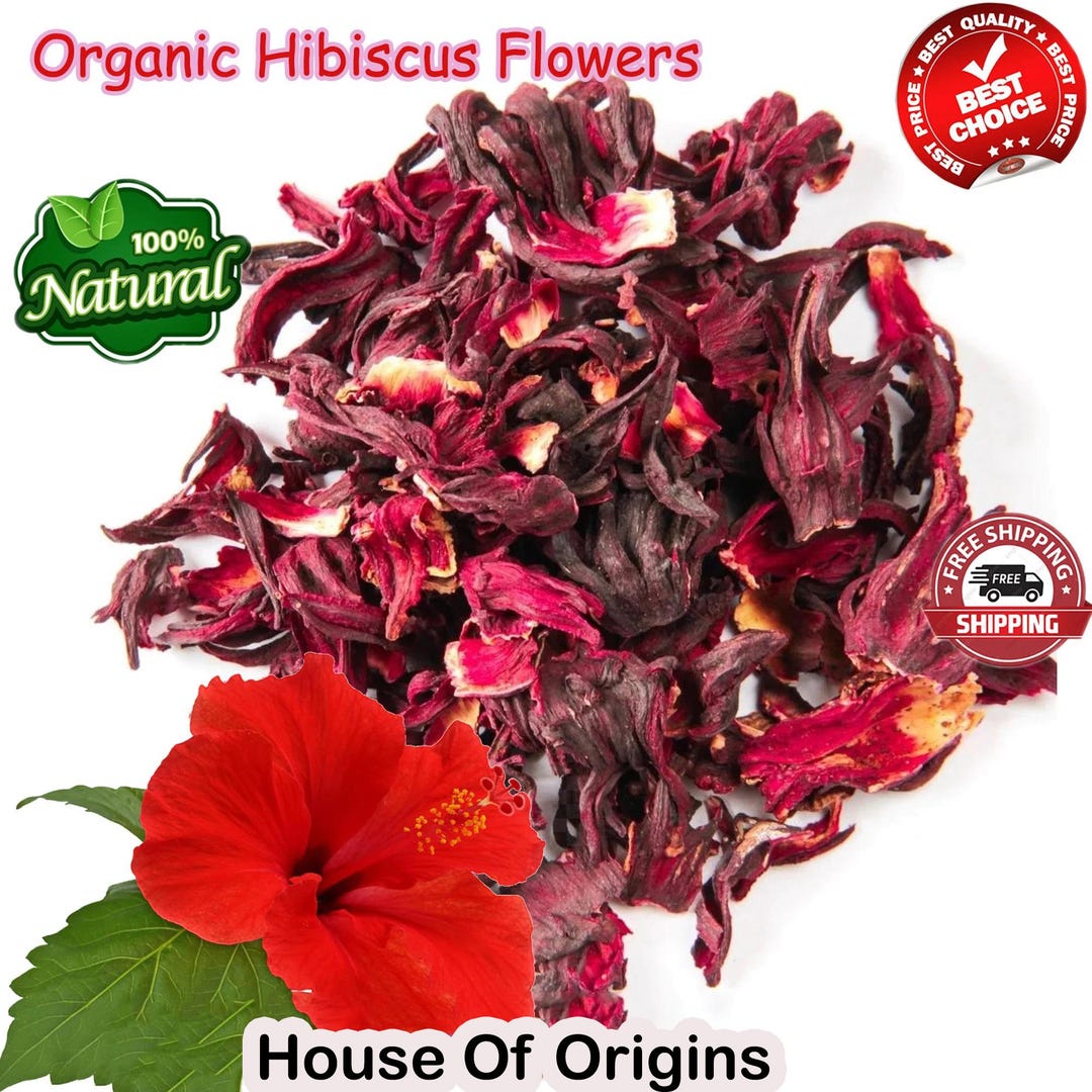 25 Grams Organic Hibiscus Dried Flowers, Hibiscus Flowers Organic Tea ...