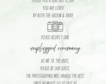 Unplugged Ceremony Wedding Sign - Etsy