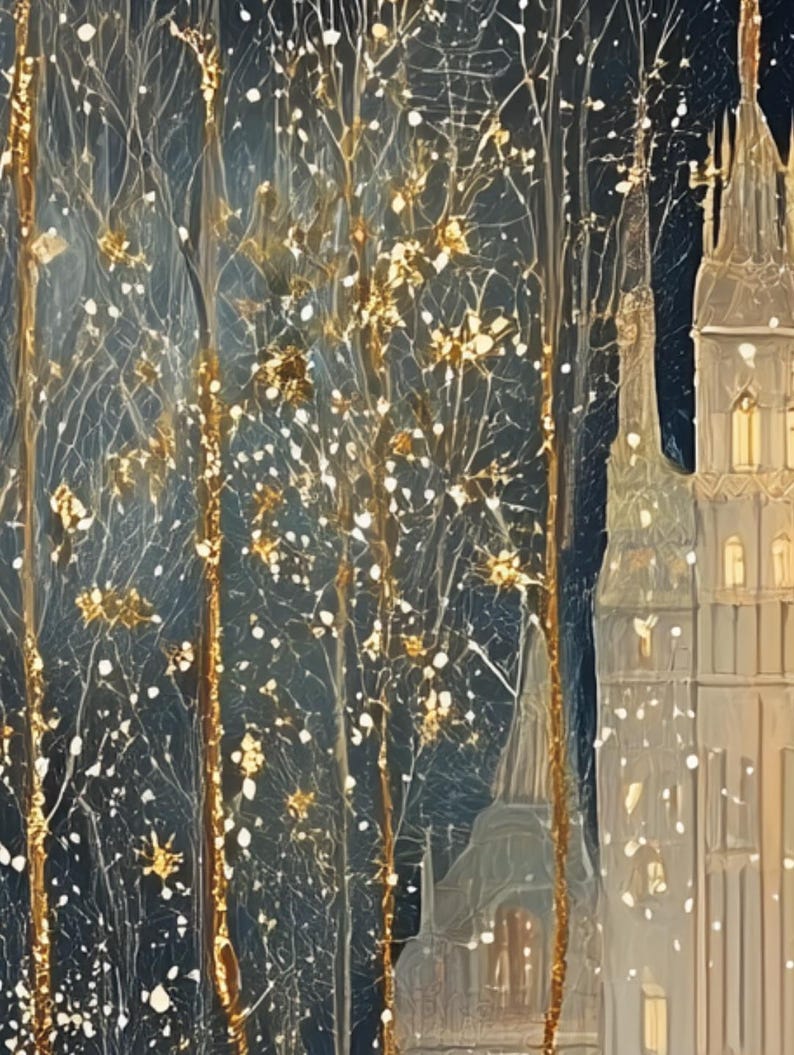 Winter Fairytale Castle in Gustav Klimt Style. Digital Products ...