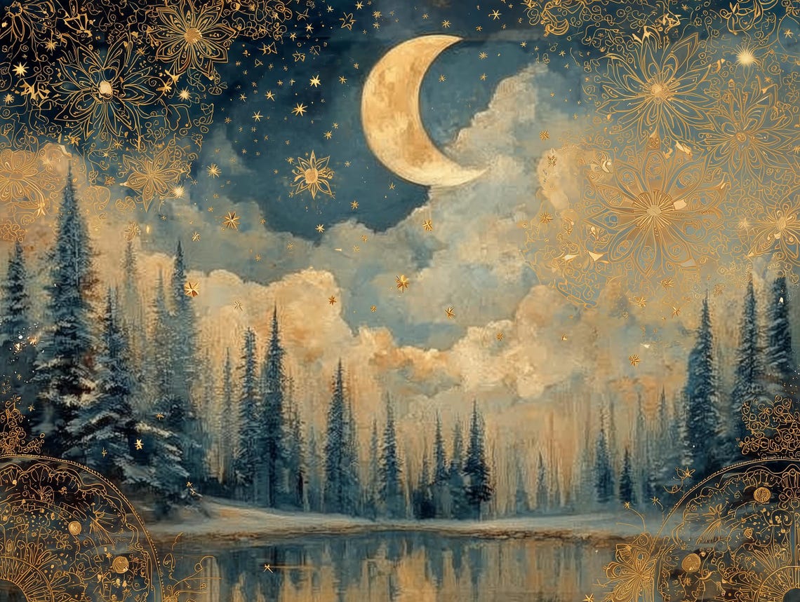 Winter in William Morris Style Digital Products - Christmas Art Nouveau ...