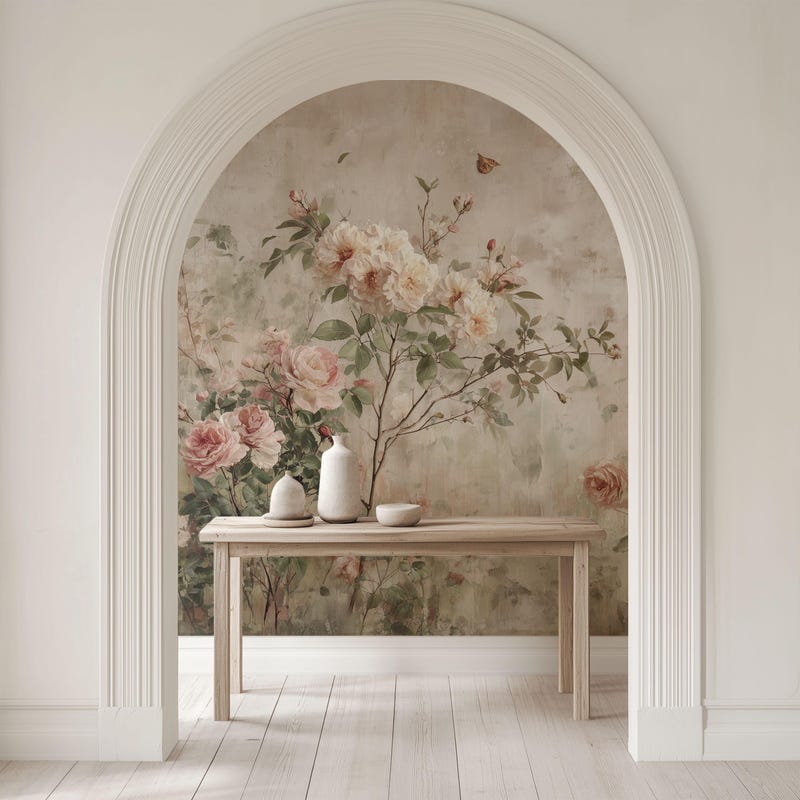 Floral Rose Wall Mural - Etsy