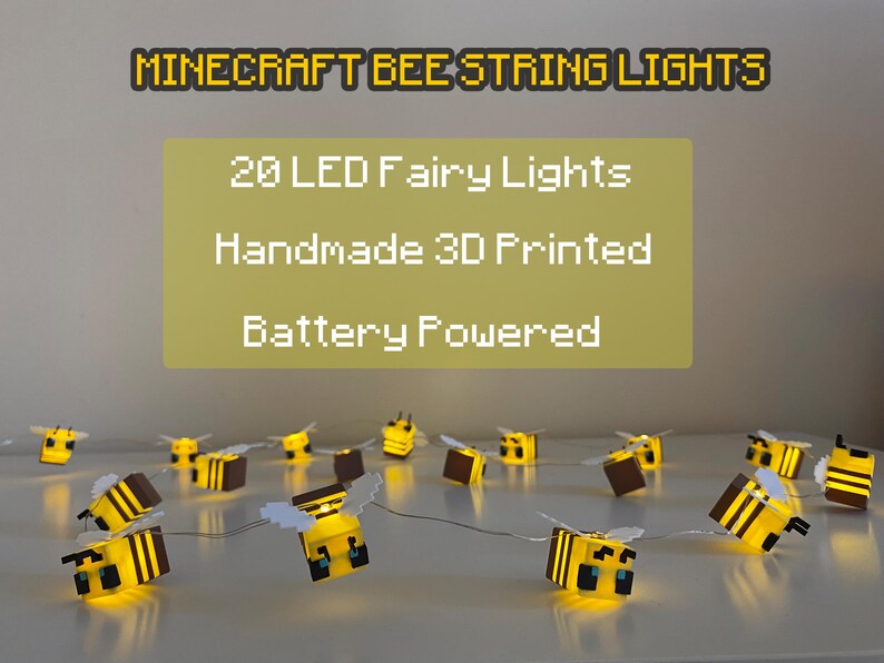 Minecraft Bee Fairy Lights | String Lights | 3D Printed - Etsy