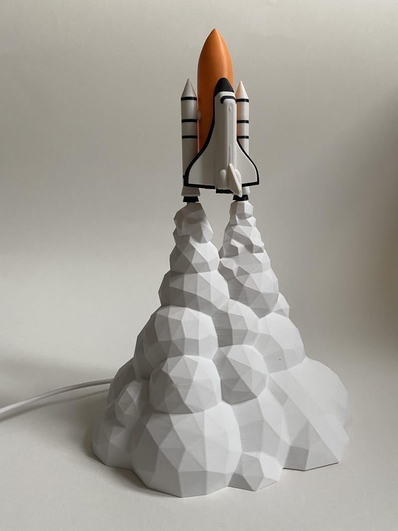 NASA Space Shuttle Lamp | 3D Printed Rocket Night Light | Warm LED ...