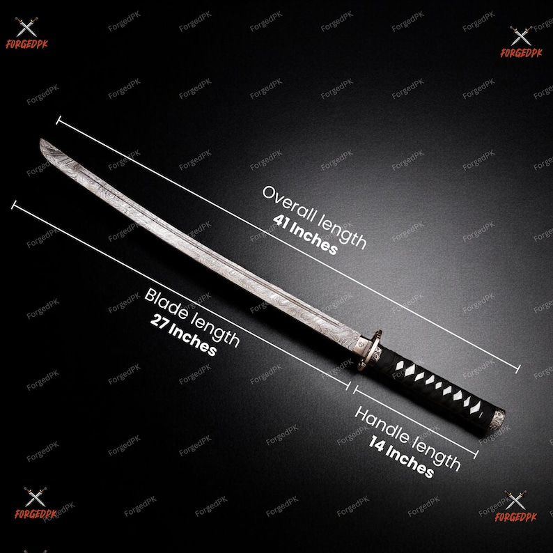 Hand-forged Damascus Katana Sword: Samurai Collectible With Black ...