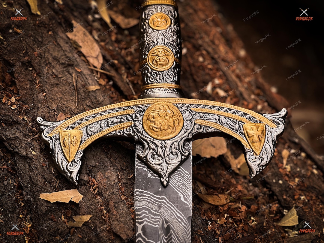 Exquisite Damascus Steel Sword Hand-forged Templar Knight Replica With ...