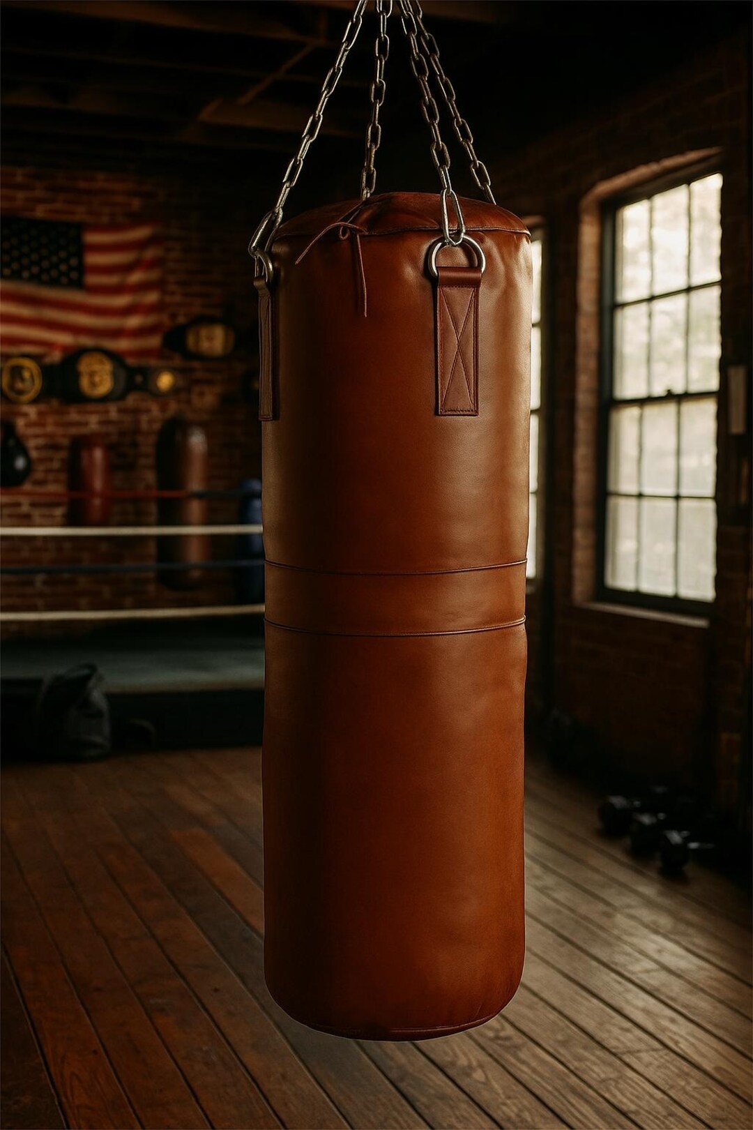 Brown Leather Boxing Bag/ Custom Leather Punching Bag/ MMA Kickboxing ...