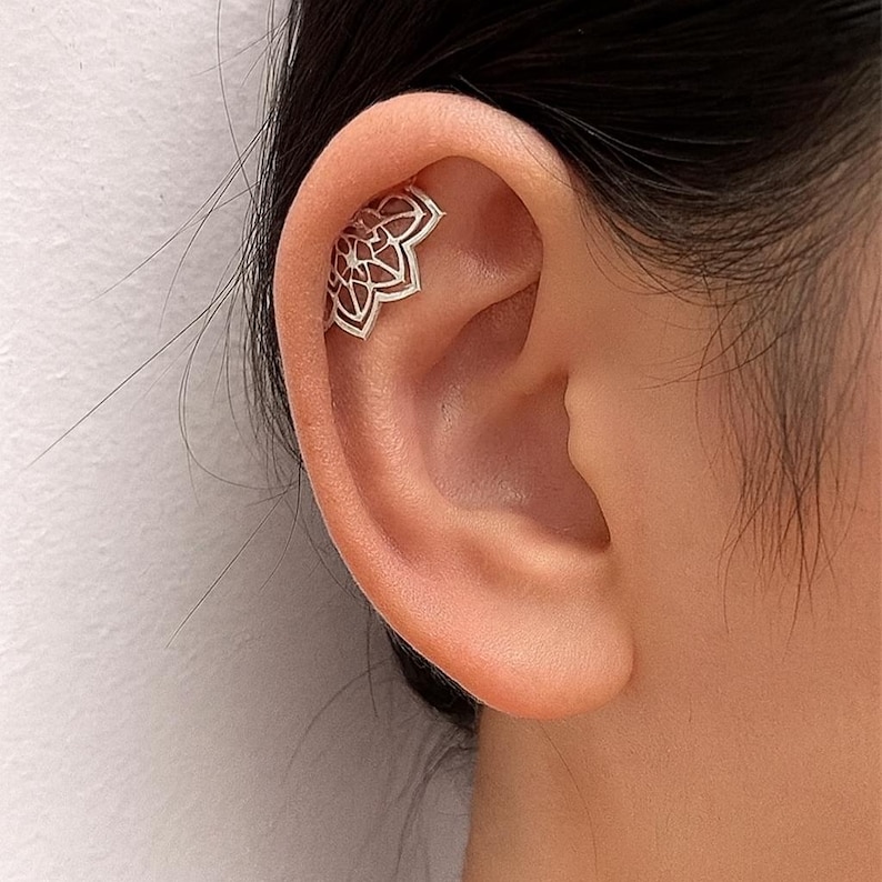 Goth Hidden Helix Earring • Cartilage Helix Piercing 18G 16G • Dark ...